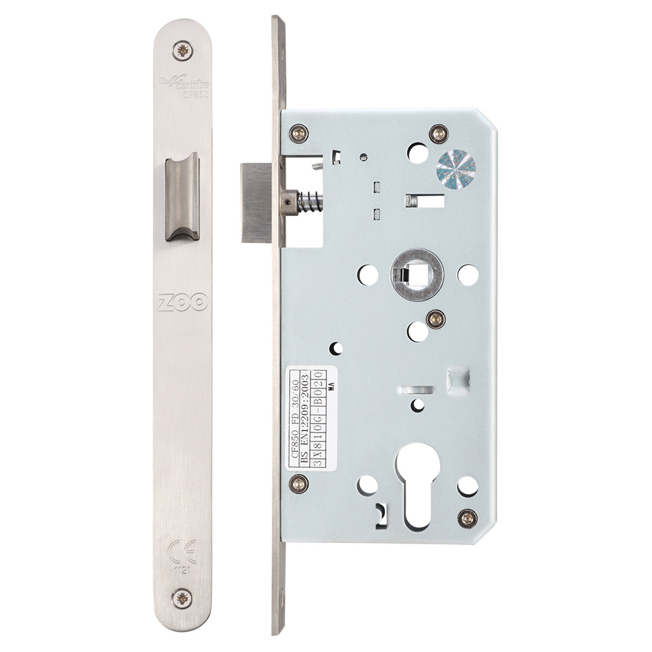 Vier Din - Latch 55mm Backset with Radius forend ZDL0055LRSS